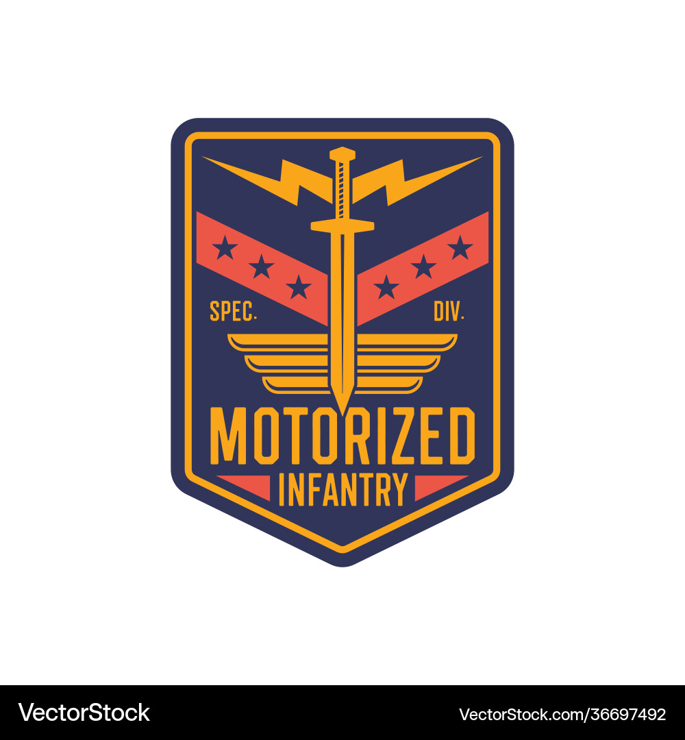 Motorized infantry squad military army insignia Vector Image