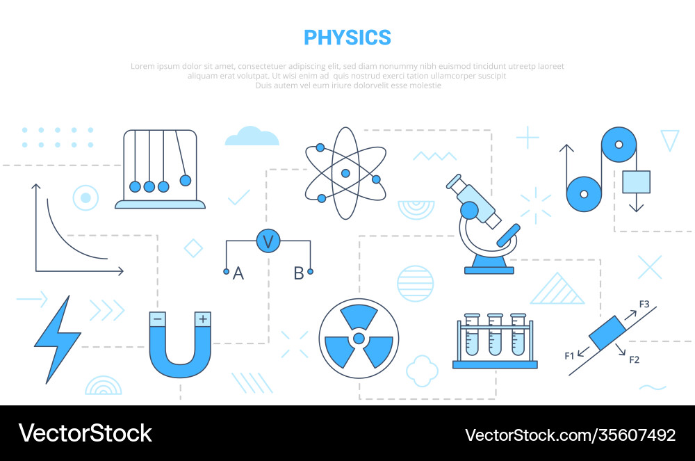 Physics concept with icon set template banner Vector Image