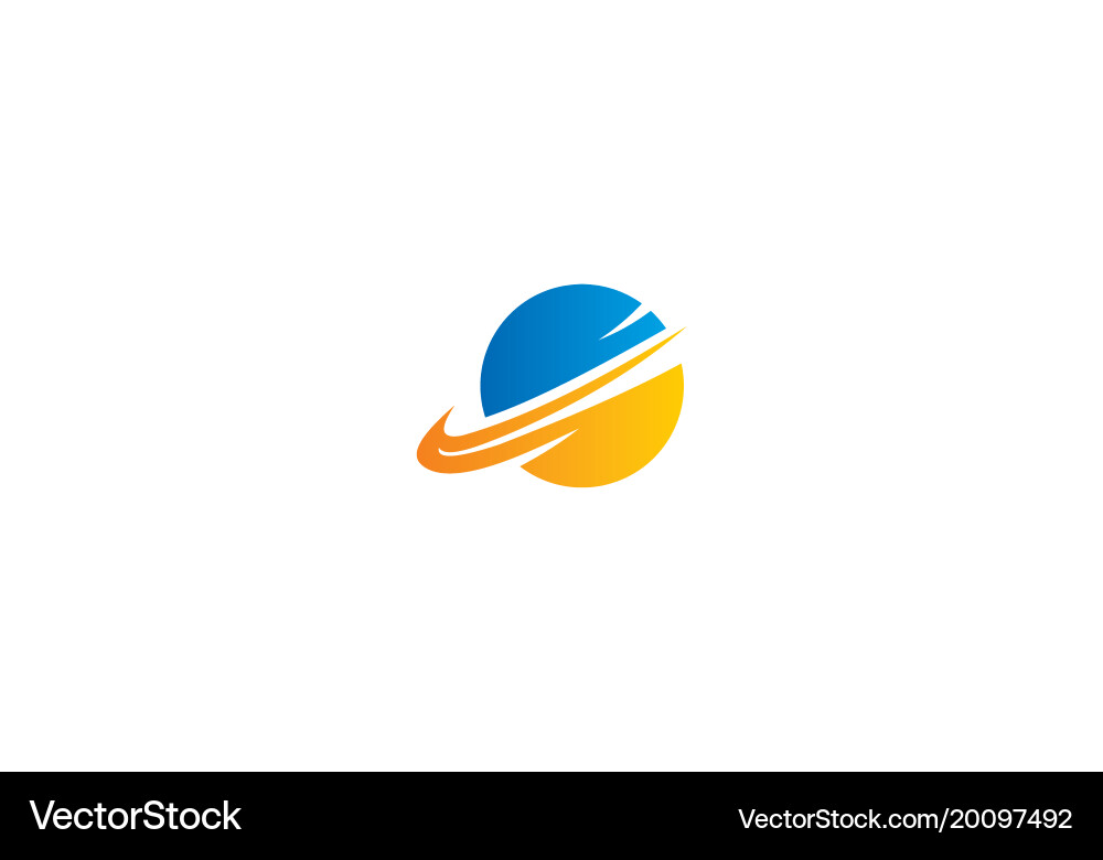 Planet orbit round science logo Royalty Free Vector Image