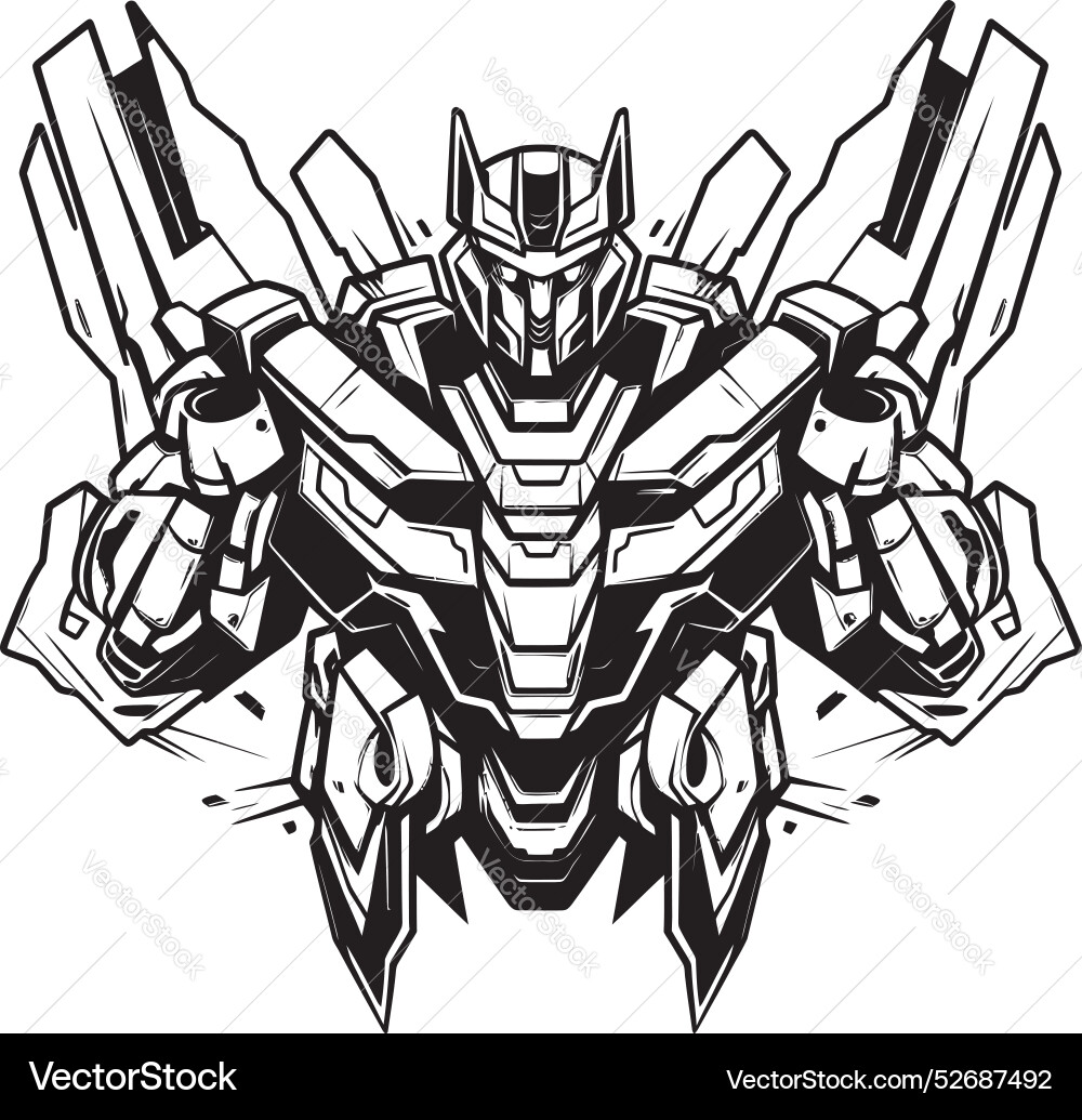 Robotic arsenal black icon on weaponized robot Vector Image