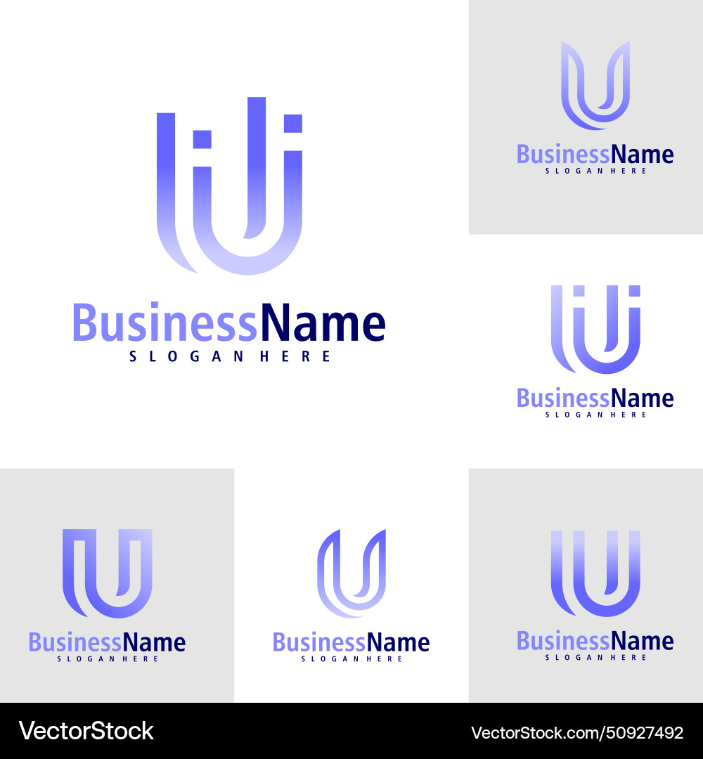 Set of letter u logo design creative initial Vector Image