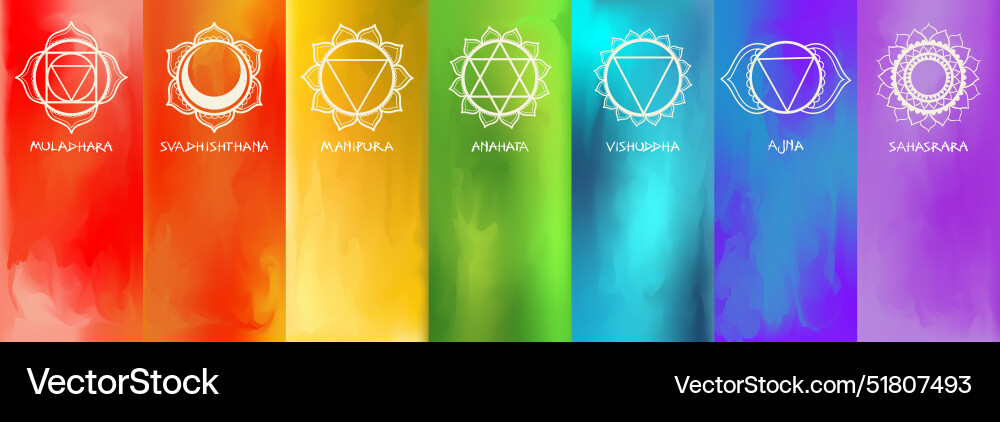 7 chakras rainbow spectrum copy space banner Vector Image