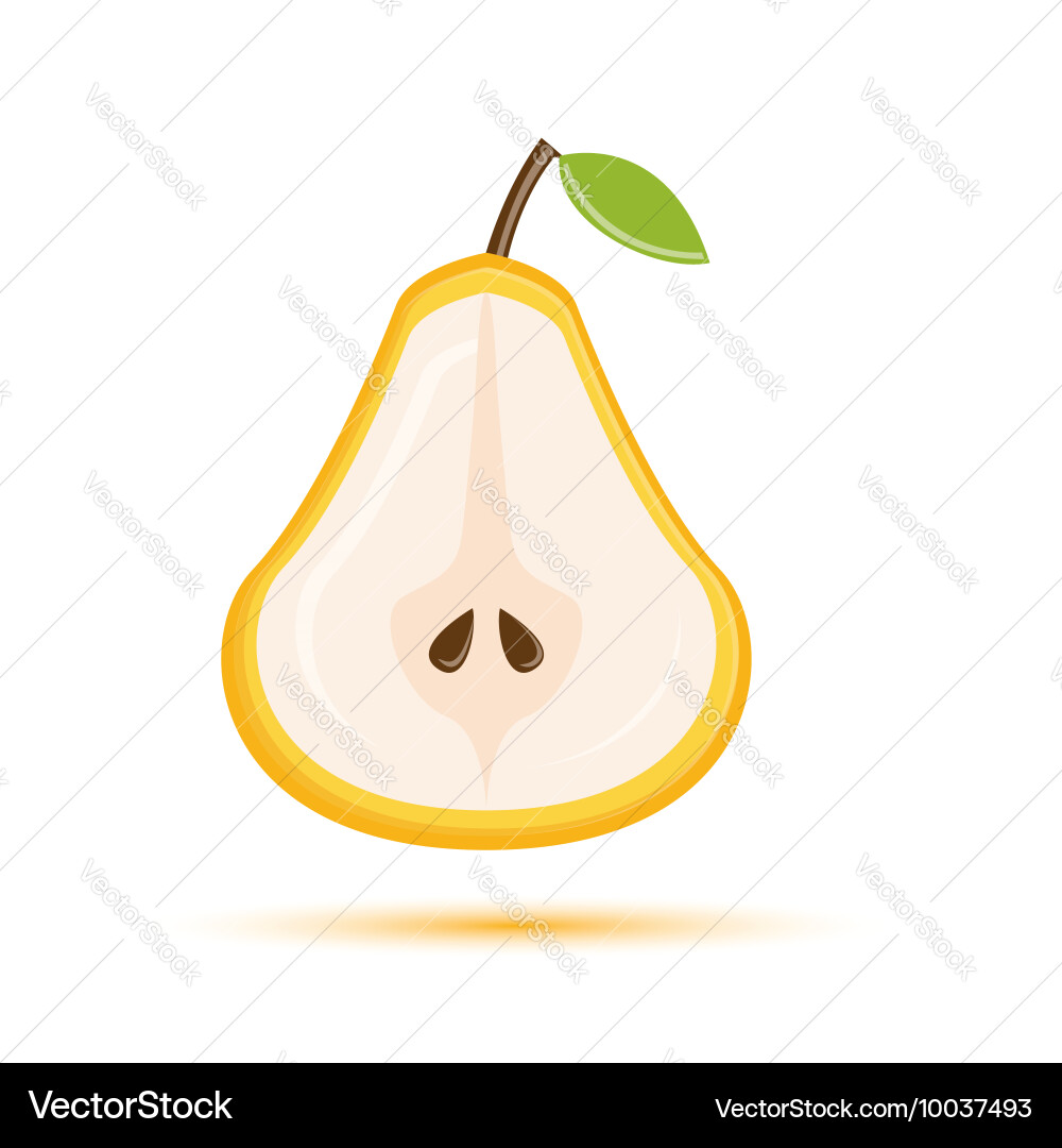 Cut yellow pear fruit isolated on white Royalty Free Vector