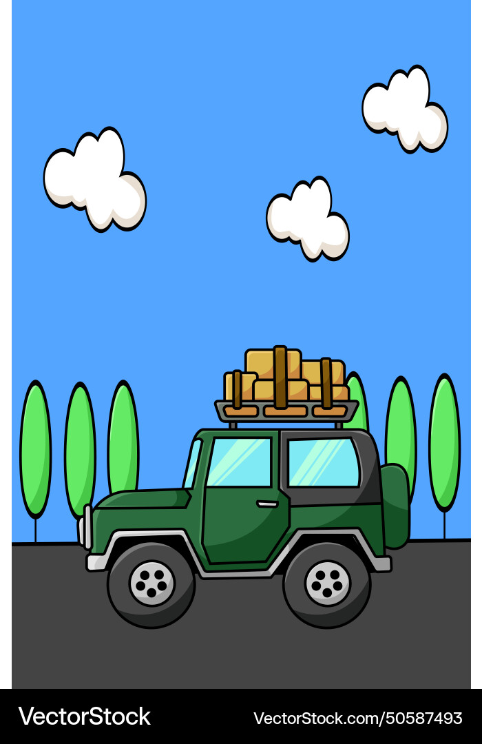 Design green jeep car cartoon Royalty Free Vector Image