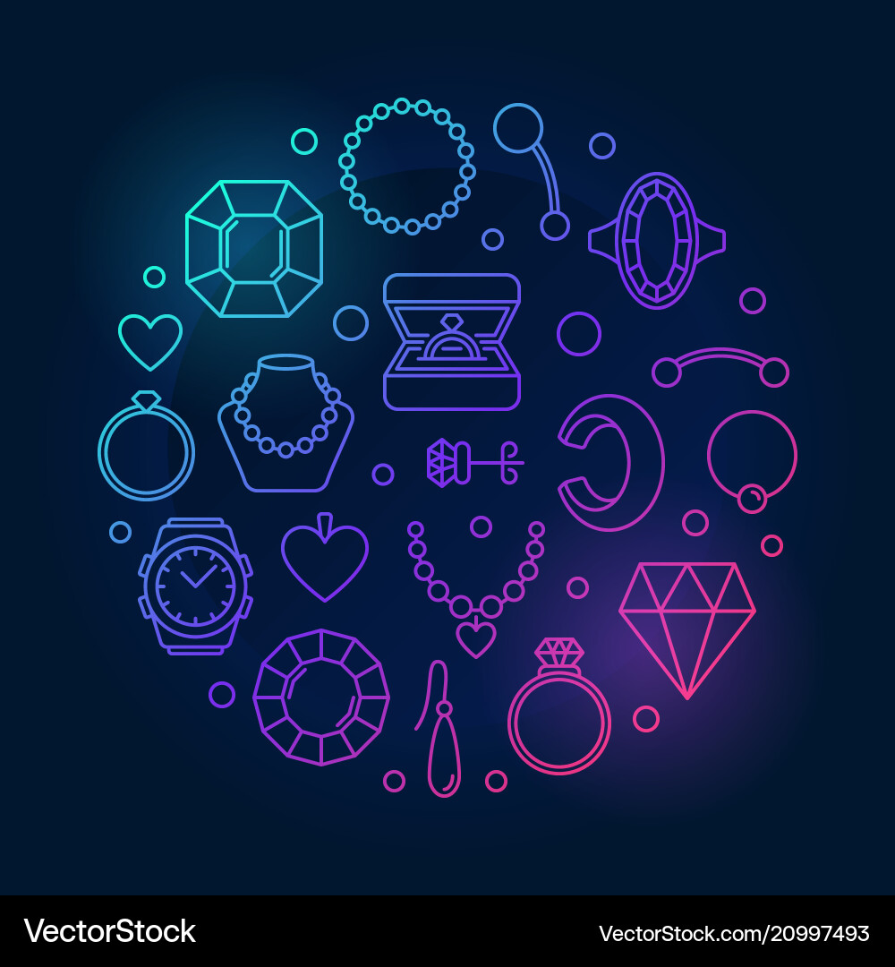 Jewellery round colored Royalty Free Vector Image