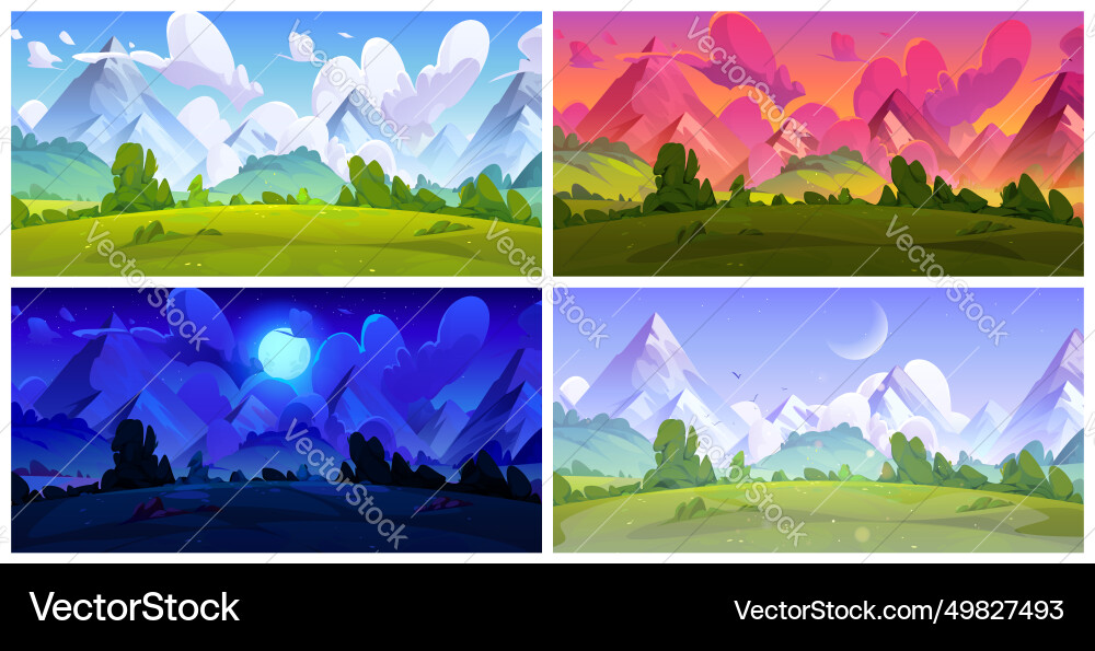Mountain Meadow Landscape Royalty Free Vector Image
