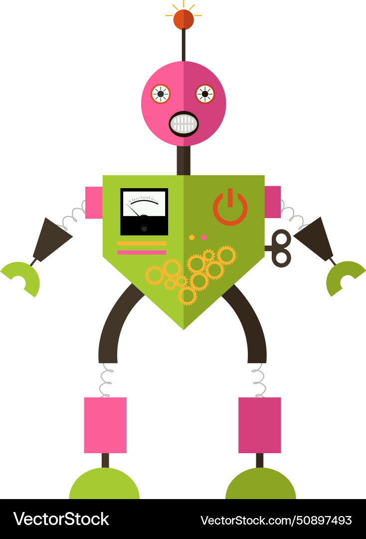 Robot repairman icon isolated on white Royalty Free Vector