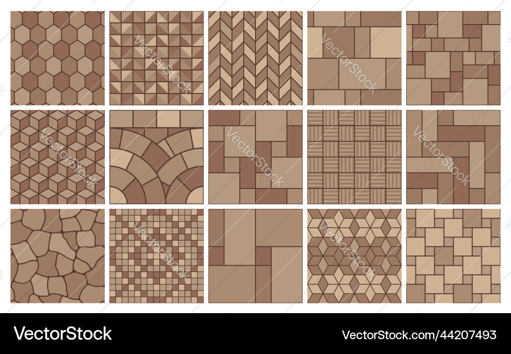 Stone pavement seamless patterns street paving Vector Image