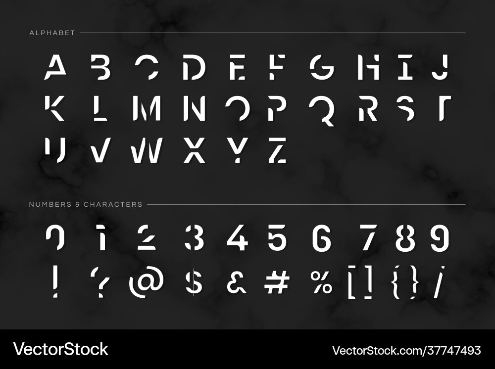 Trendy futuristic typography set Royalty Free Vector Image