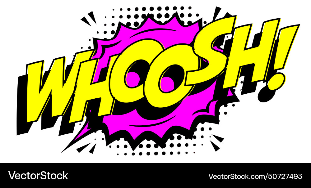 Whoosh comic text on sunburst background Vector Image