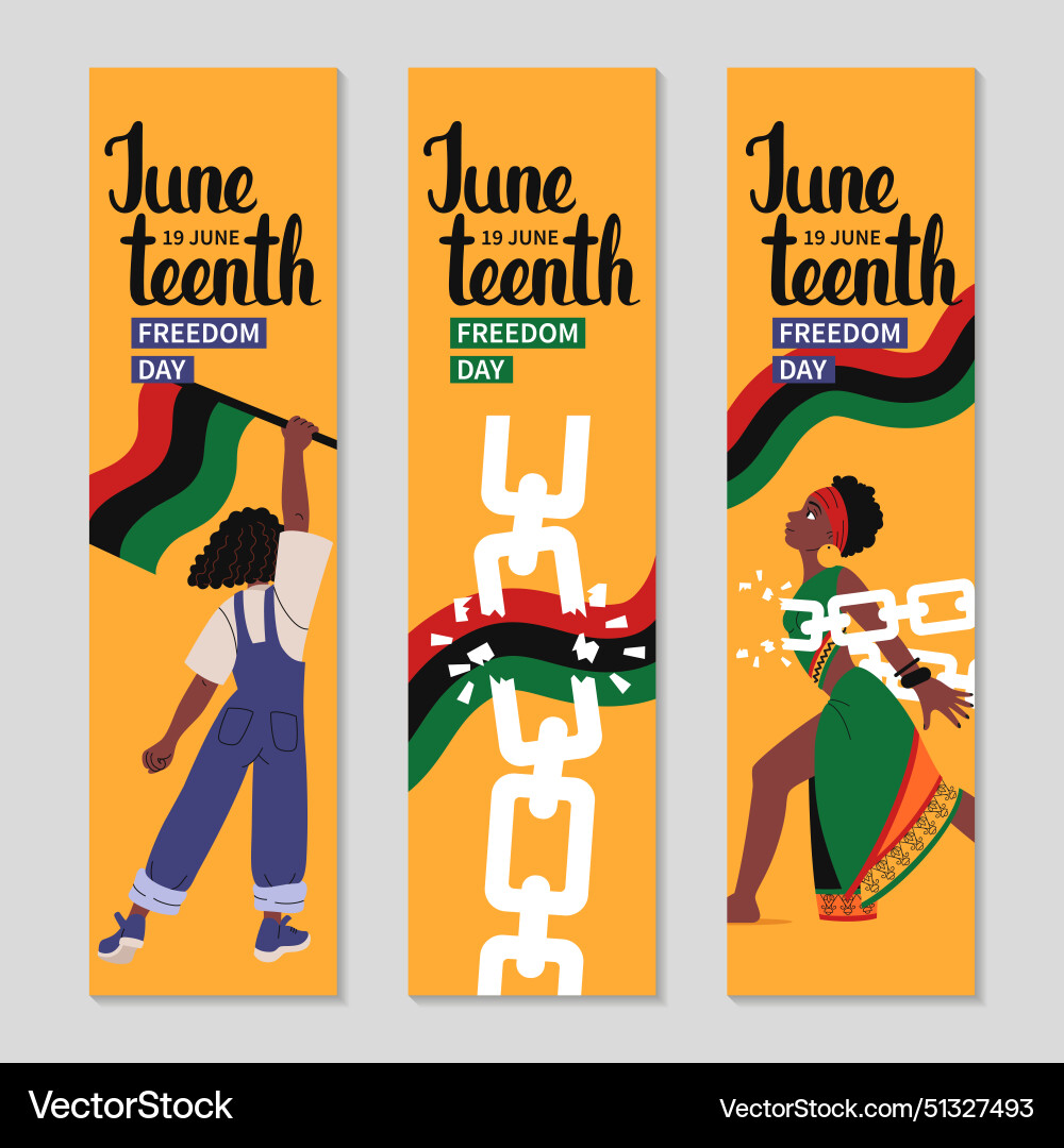 Wide skyscraper juneteenth banner set african Vector Image