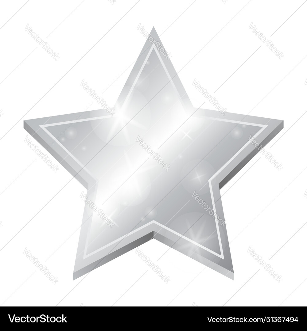 3d silver star with sparkles Royalty Free Vector Image