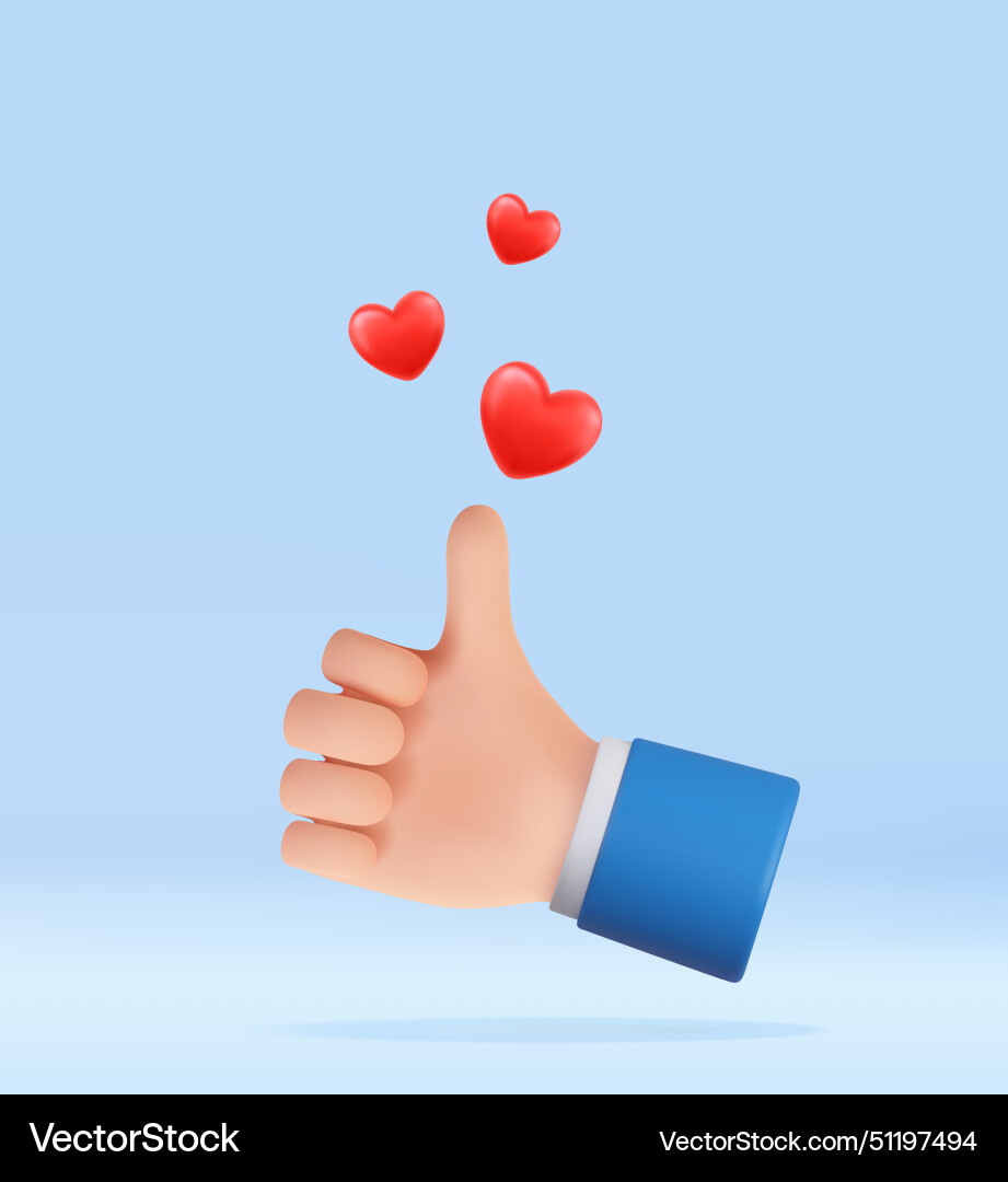 3d thumb up hand gesture Royalty Free Vector Image