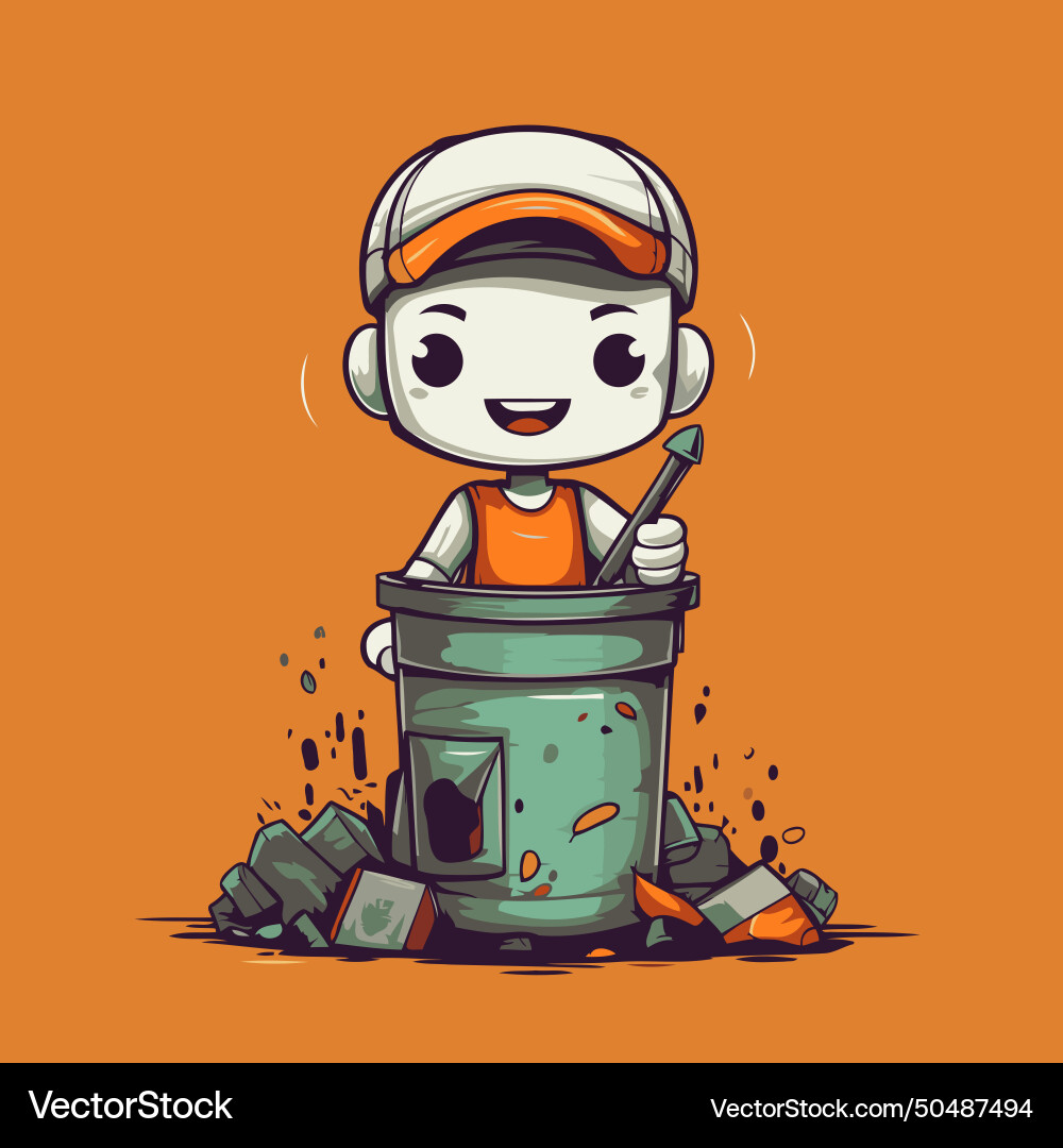 Cartoon character cute boy throwing garbage Vector Image