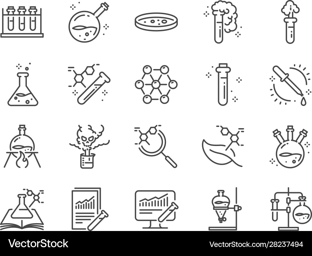 Chemistry lab icon set Royalty Free Vector Image