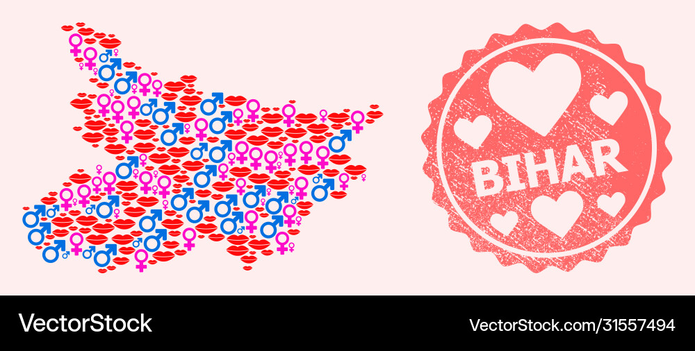 Collage sexy smile map bihar state Royalty Free Vector Image