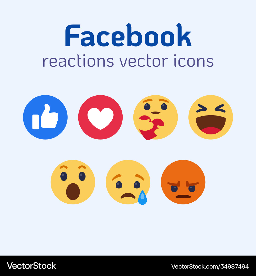 Facebook reactions emoji icons set Royalty Free Vector Image