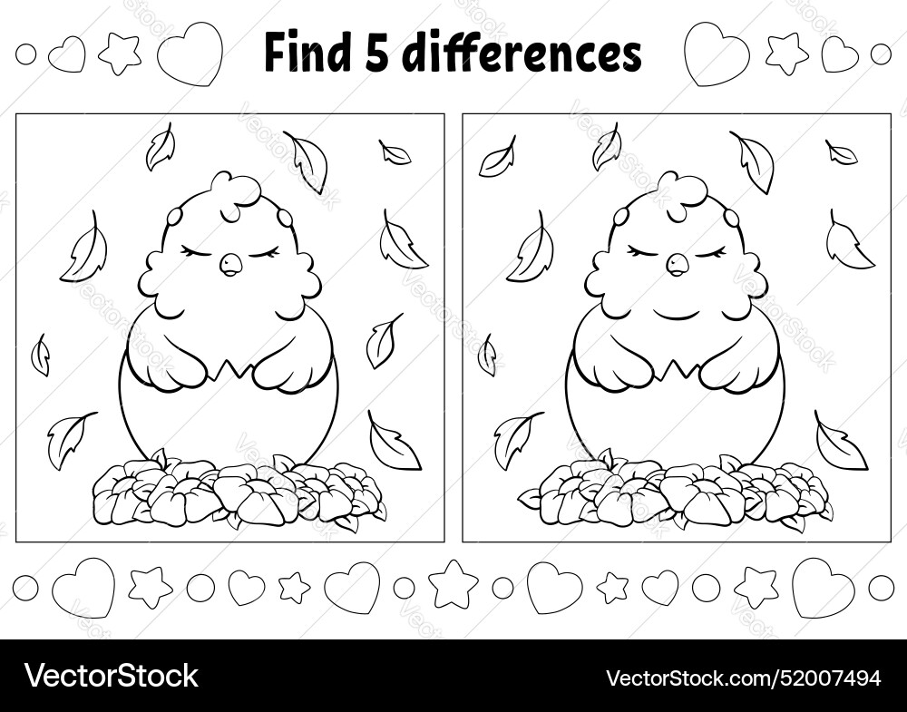 Find five differences easter theme coloring page Vector Image