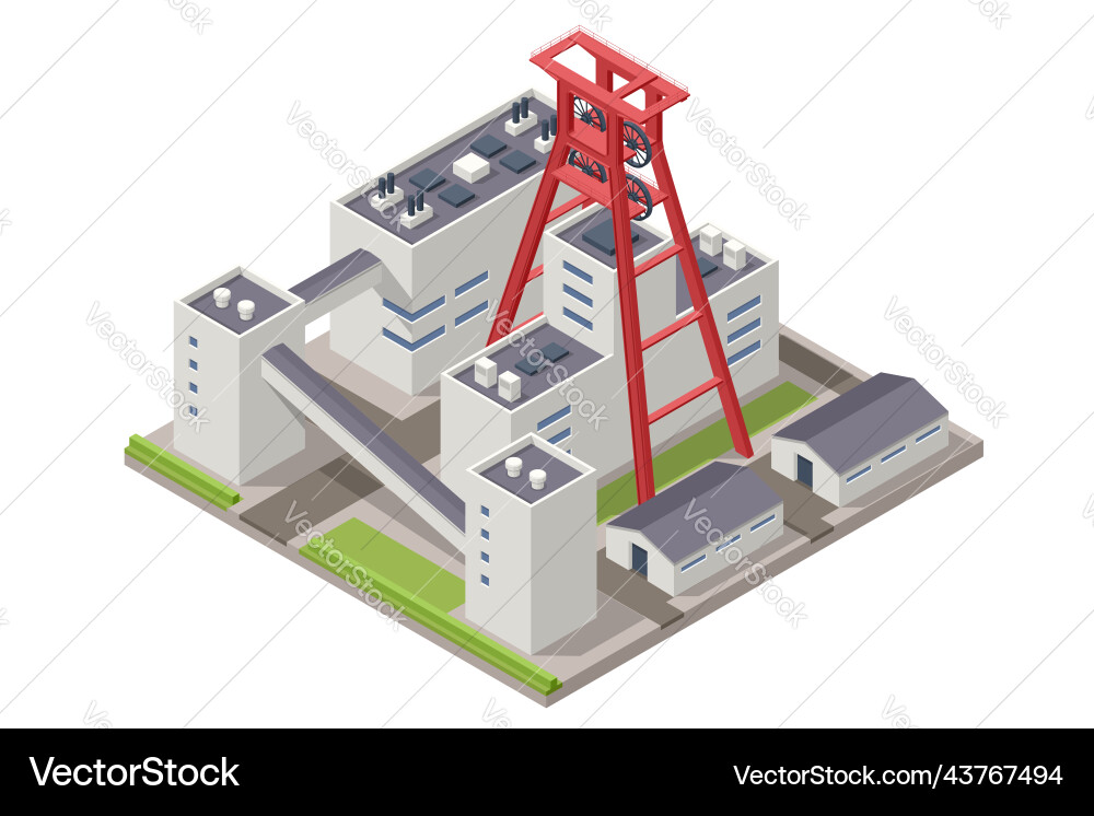 Isometric construction underground and open pit Vector Image