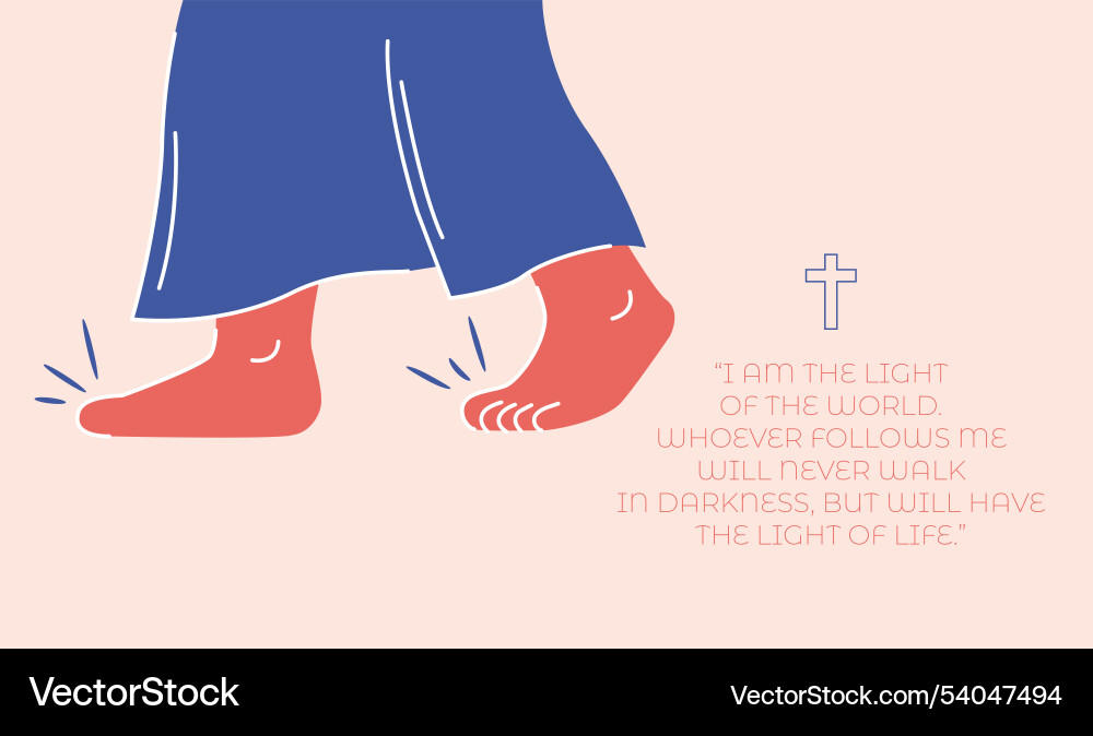 Jesus foot walking close up Royalty Free Vector Image