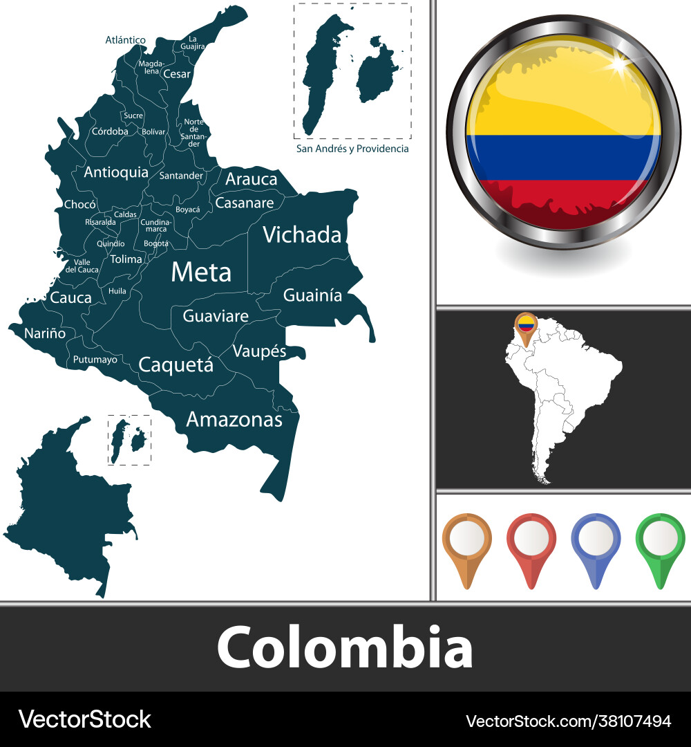 Map colombia Royalty Free Vector Image - VectorStock
