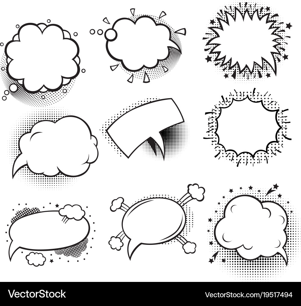 Set of empty comic bubbles Royalty Free Vector Image
