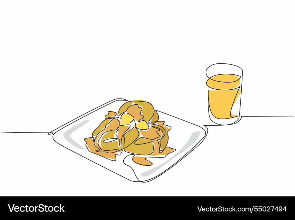 Single one line drawing 3 pcs english muffins Vector Image