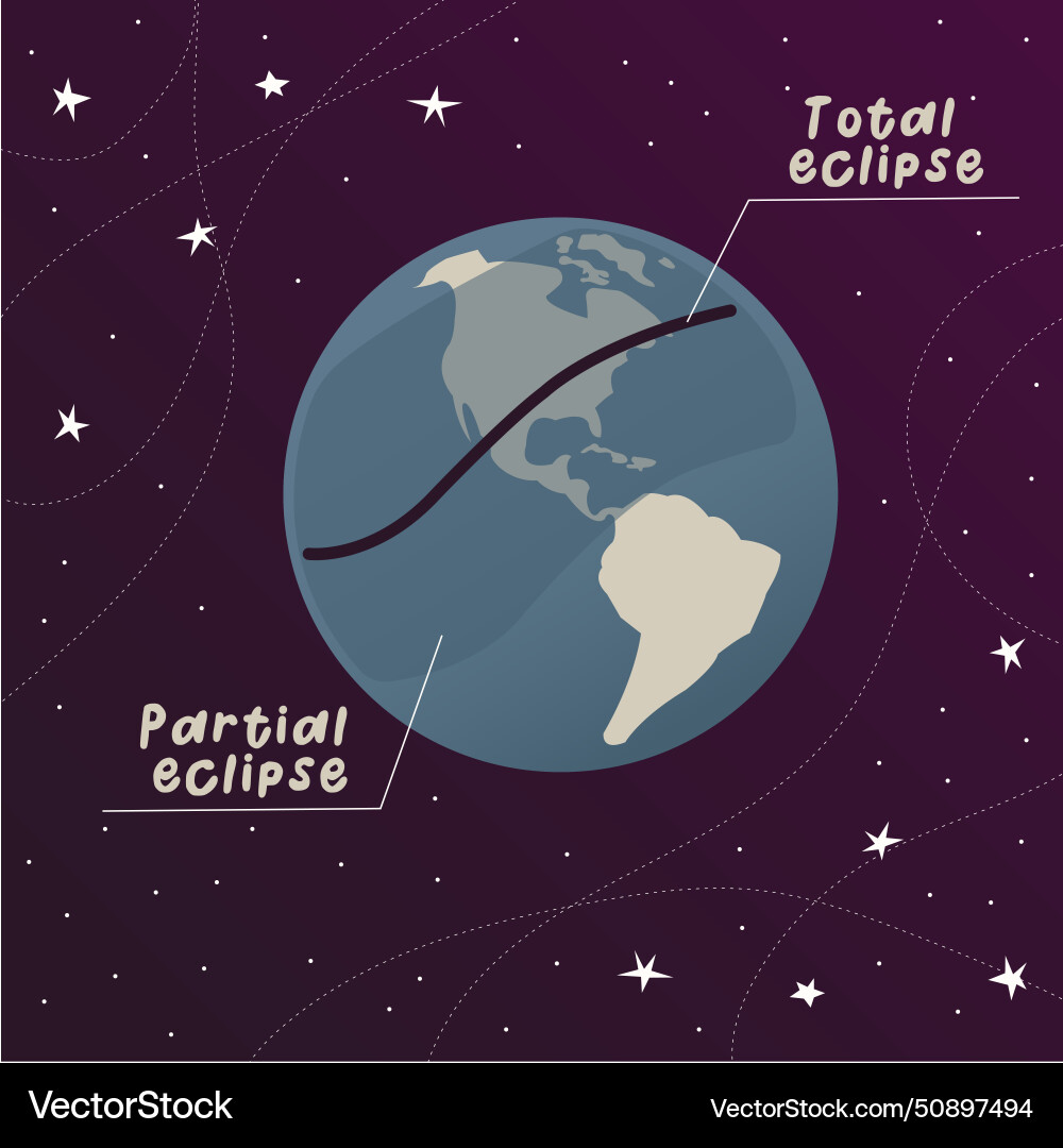 Solar eclipse route map space Royalty Free Vector Image