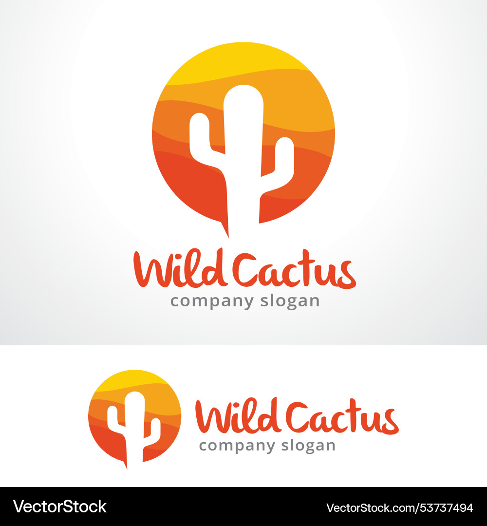 Wild cactus logo template design emblem Royalty Free Vector