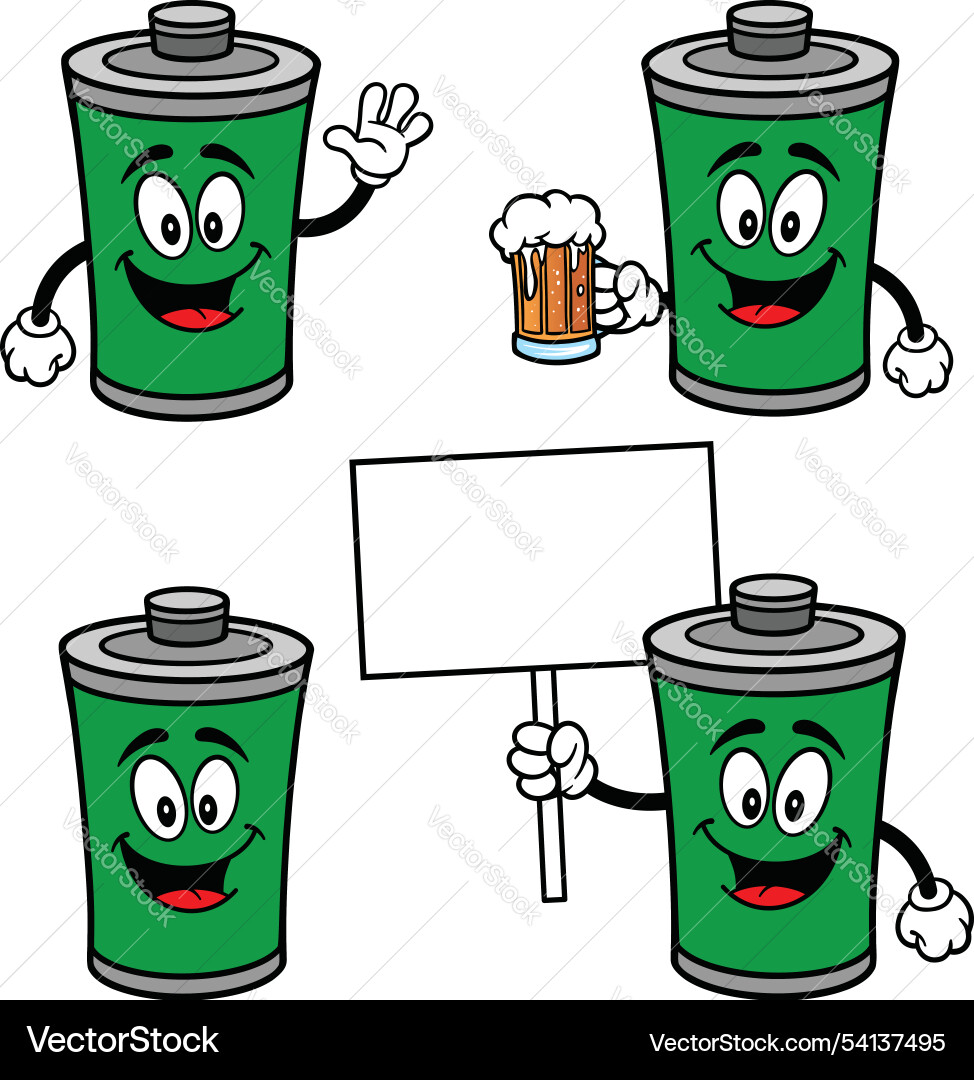 Battery character set 02 Royalty Free Vector Image