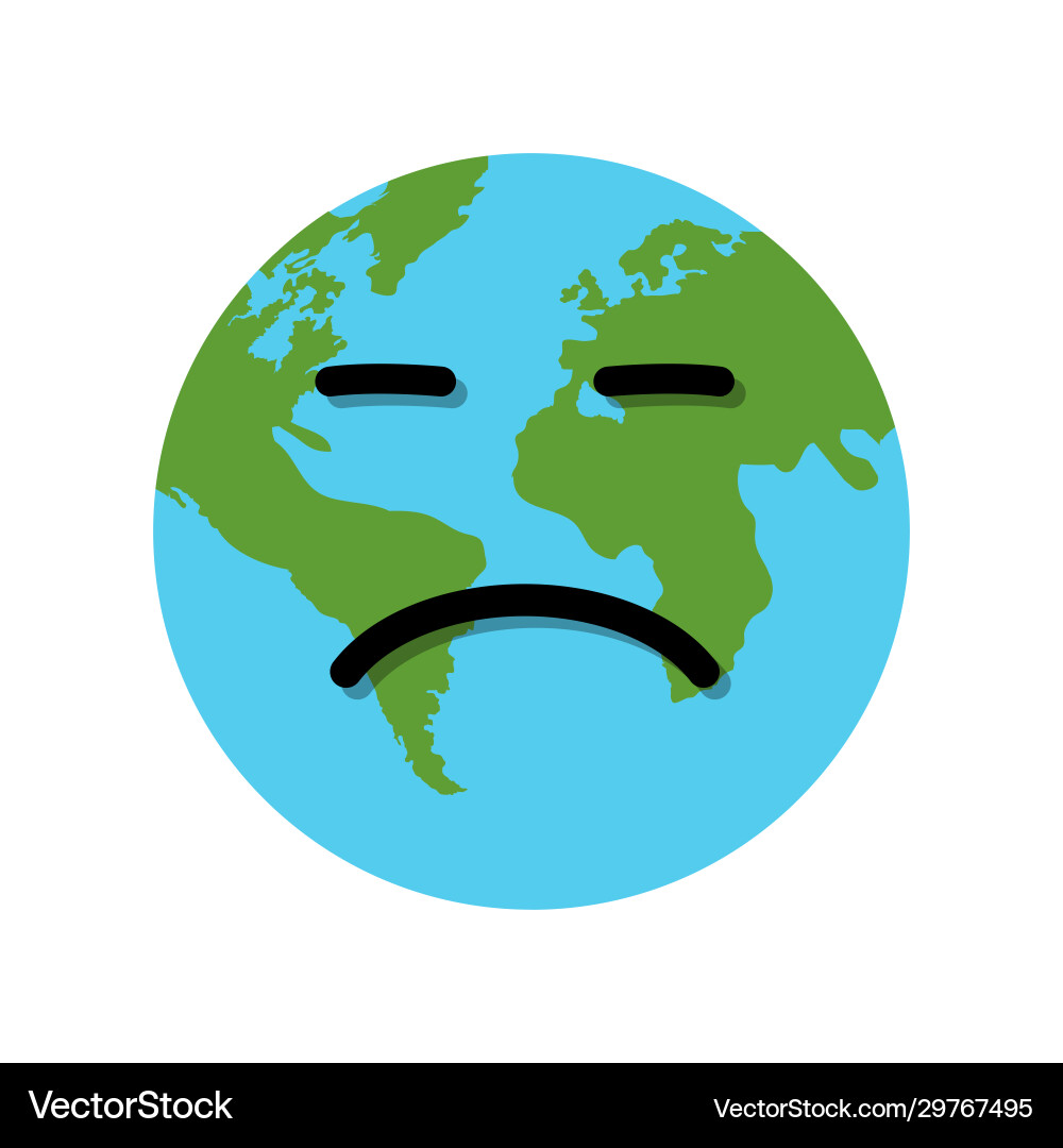Earth globe sad emotion Royalty Free Vector Image