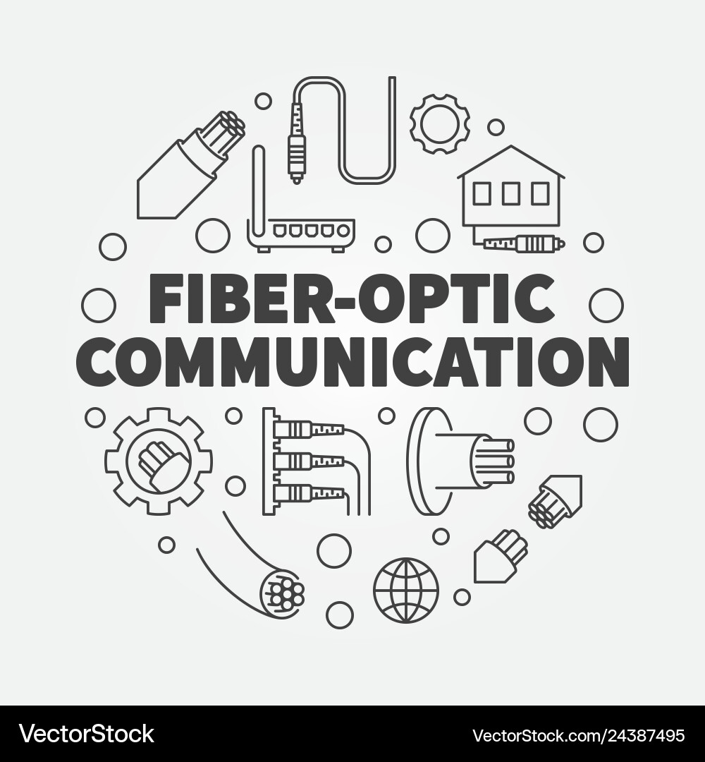 Fiber-optic communication round outline Royalty Free Vector