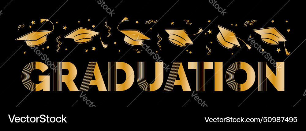 Graduation greeting sign with square academic Vector Image