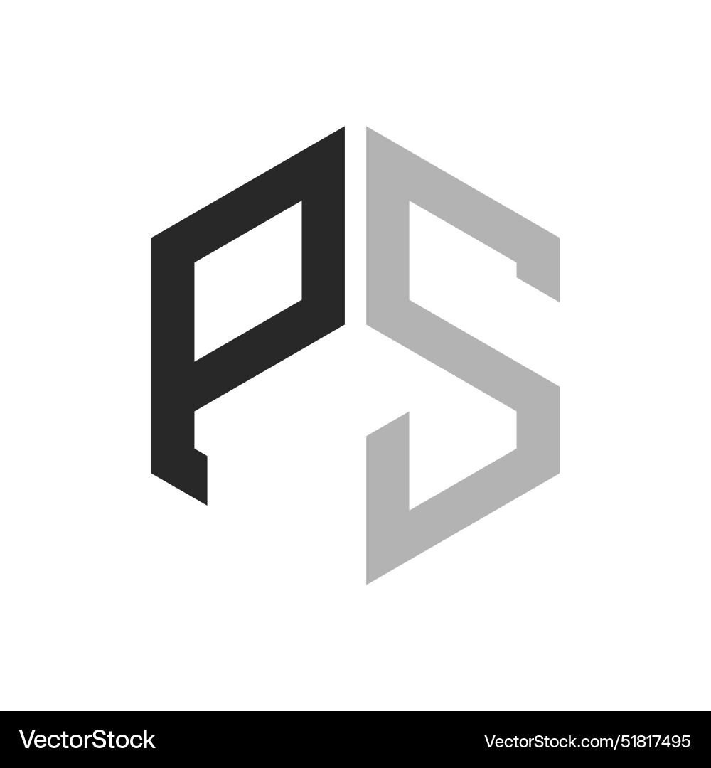 Modern unique hexagon letter ps logo design Vector Image