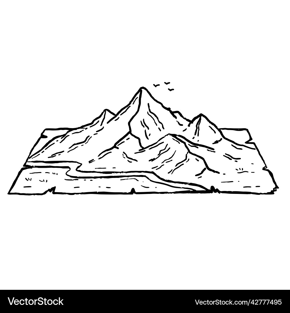 Mountains in engraving style landscape on map Vector Image