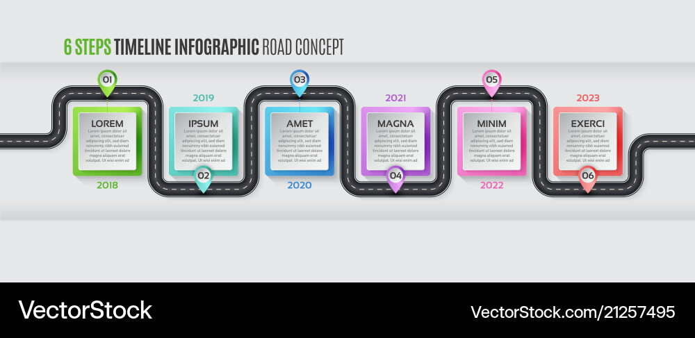 Navigation map infographic 6 steps timeline Vector Image
