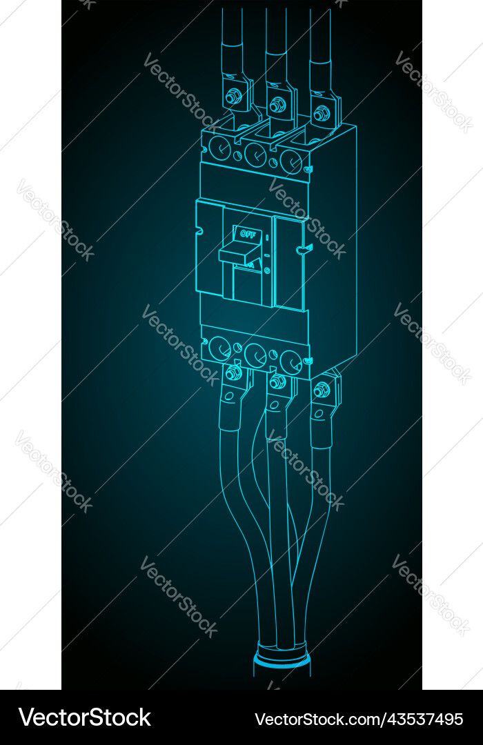 Power circuit breaker isometric blueprints Vector Image