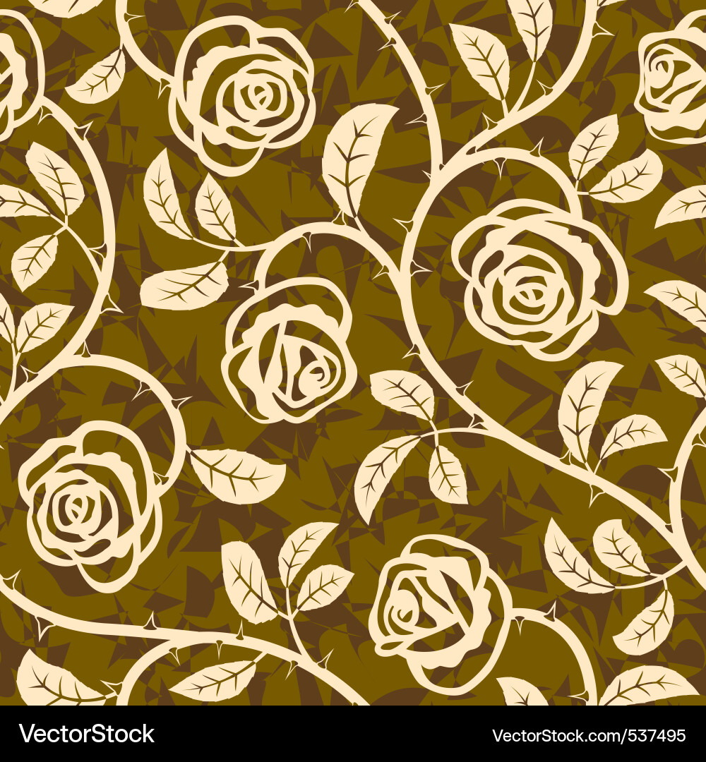 Rose flowers seamless repeat pattern Royalty Free Vector