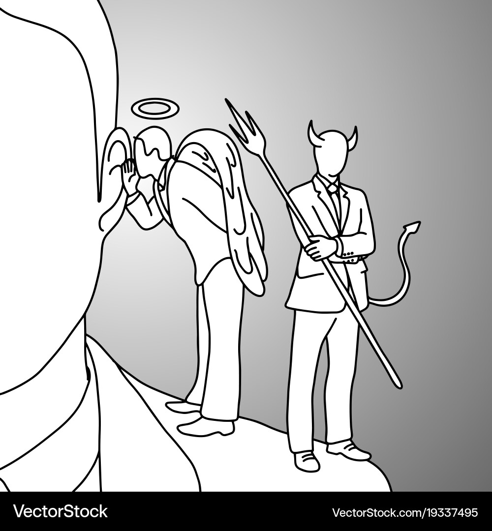 Shoulder devil and angel doodle Royalty Free Vector Image