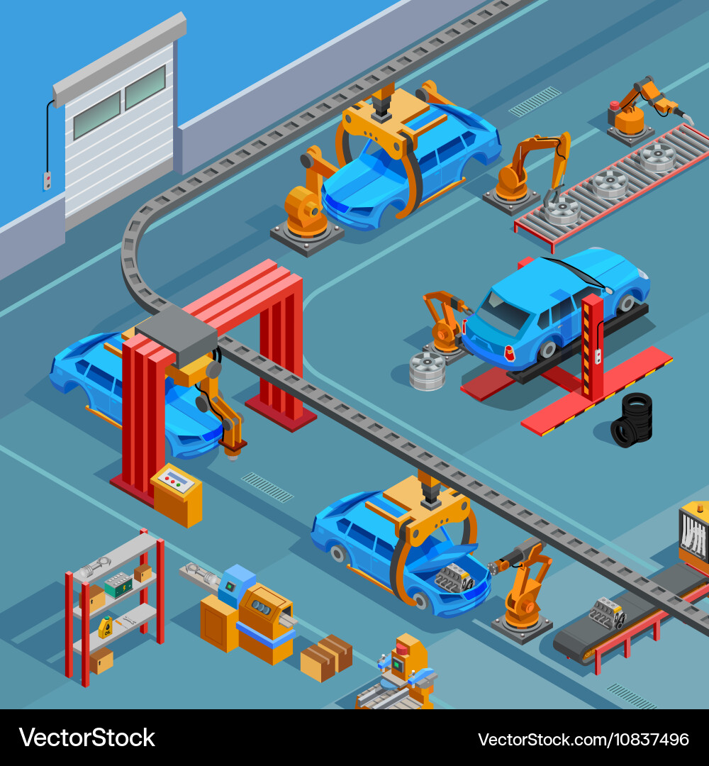 Automotive Assembly Line System Royalty Free Vector Image