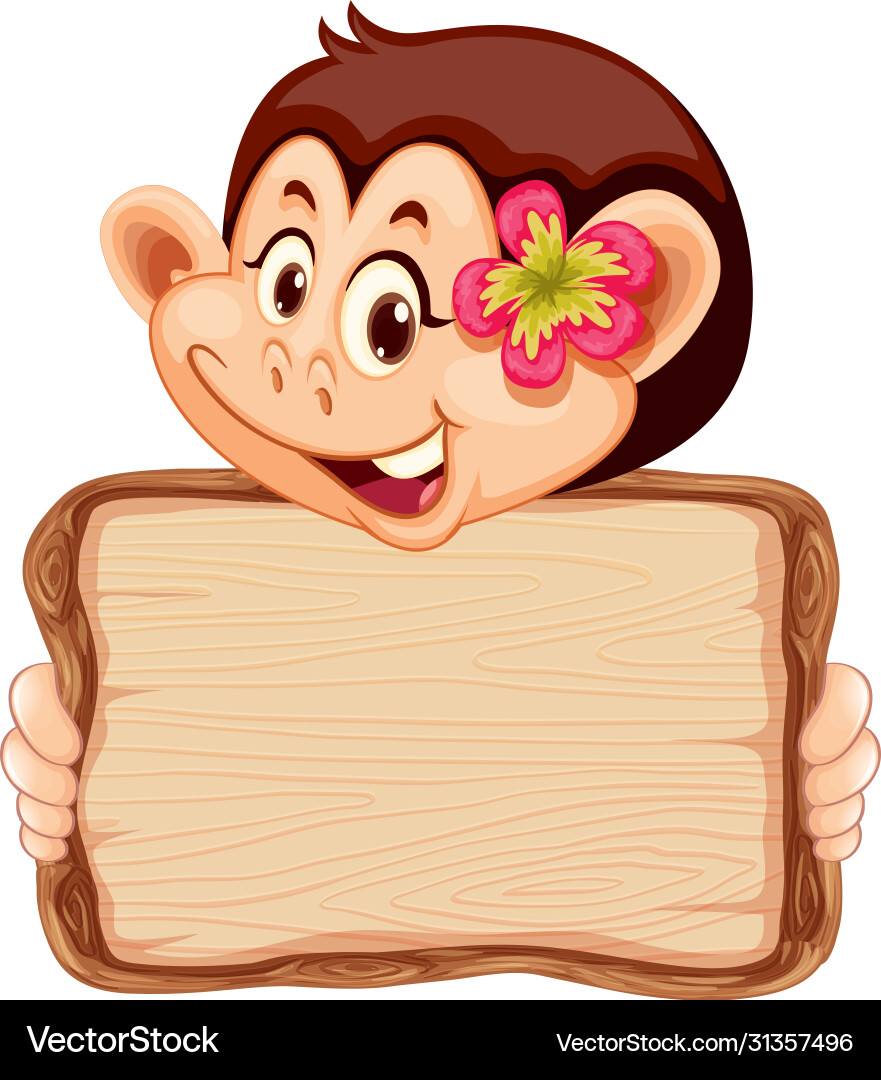 Board template with cute monkey on white Vector Image