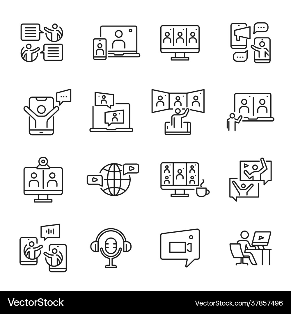 Collection simple online meeting icon Royalty Free Vector