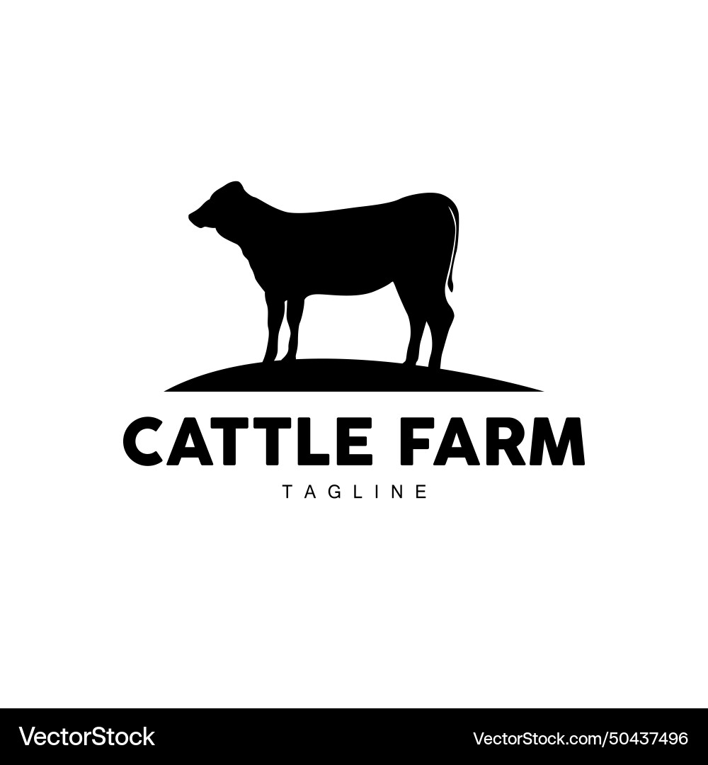 Cow logo cattle farm silhouette simple Royalty Free Vector