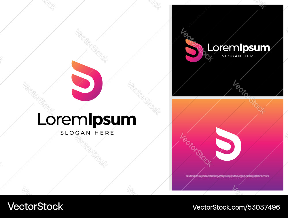 Geometric letter d wing logo design template Vector Image