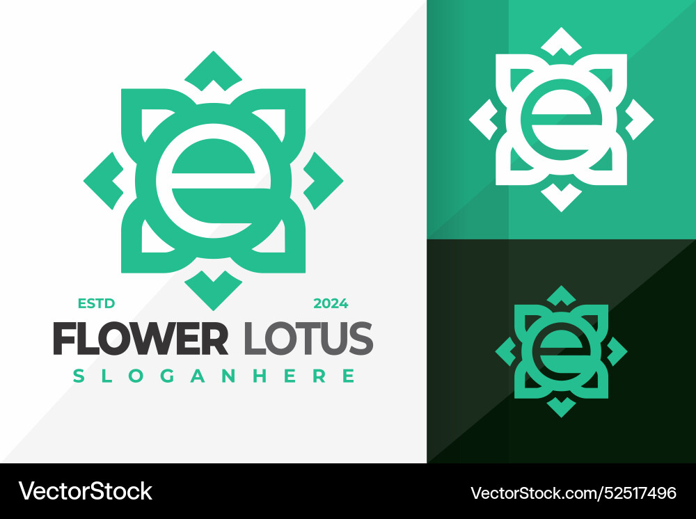 Letter e flower leaf logo design symbol icon Vector Image