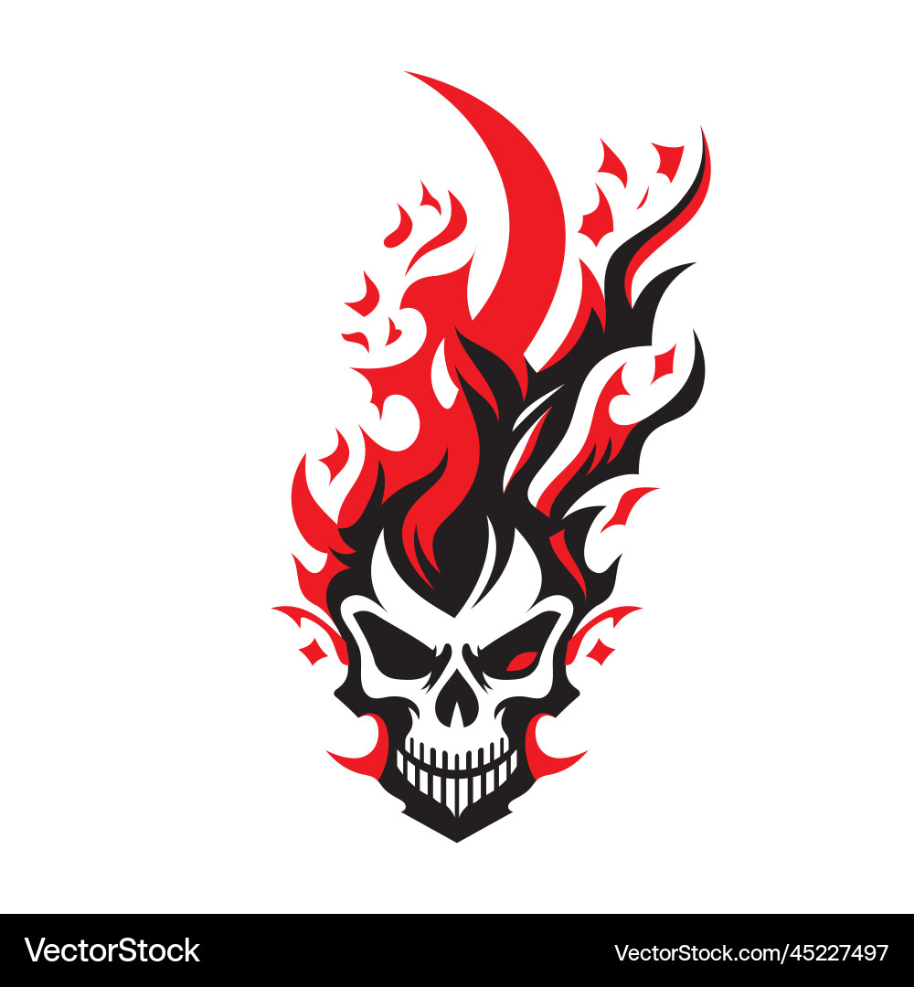 Burning human skull logo sign Royalty Free Vector Image