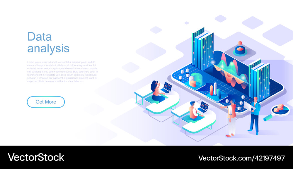 Data analysis landing page template Royalty Free Vector