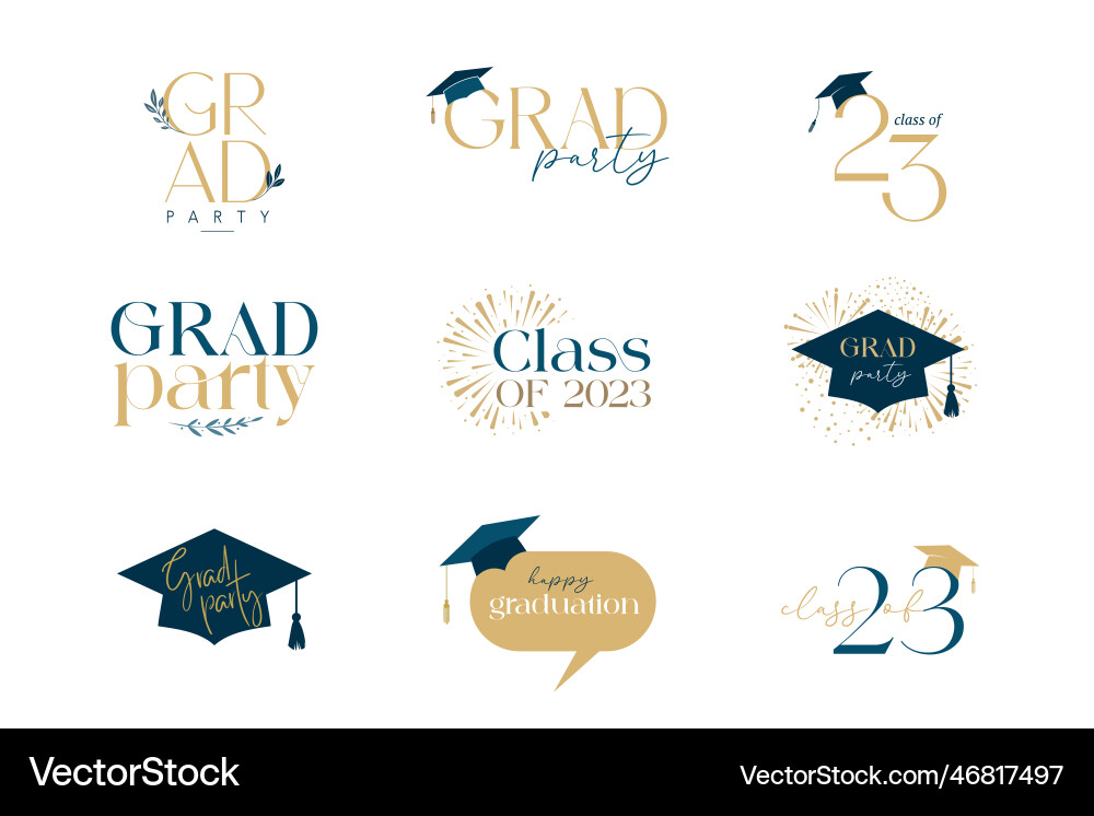 Graduation Celebration Monogram Royalty Free Vector Image
