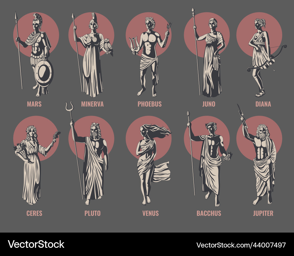 Greek gods set Royalty Free Vector Image - VectorStock