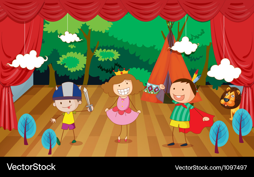 Kids on a stage Royalty Free Vector Image - VectorStock